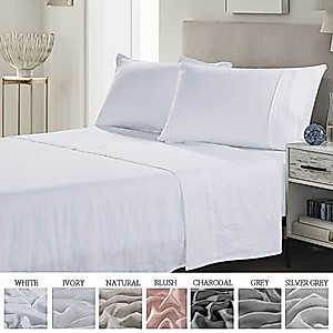 meadow park 100% Stone Washed Linen Sheets with Pillow Cases, King Size 4 Pcs Set, Deep Pocket, Soft and Breathable Fabric, Cool Night Sleep Comfort, White Color