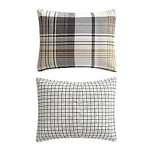 Eddie Bauer - King Duvet Cover Set, Reversible Microsuede Bedding Set with Matching Shams, Casual Home Decor (Normandy Plaid Black, King)