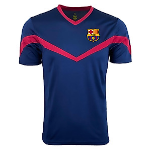 Icon Sports Youth Barcelona Training Jersey, Licensed Barcelona Soccer Shirt for Boys (XXX-Small (Youth Medium 7-9 Years)) Blue