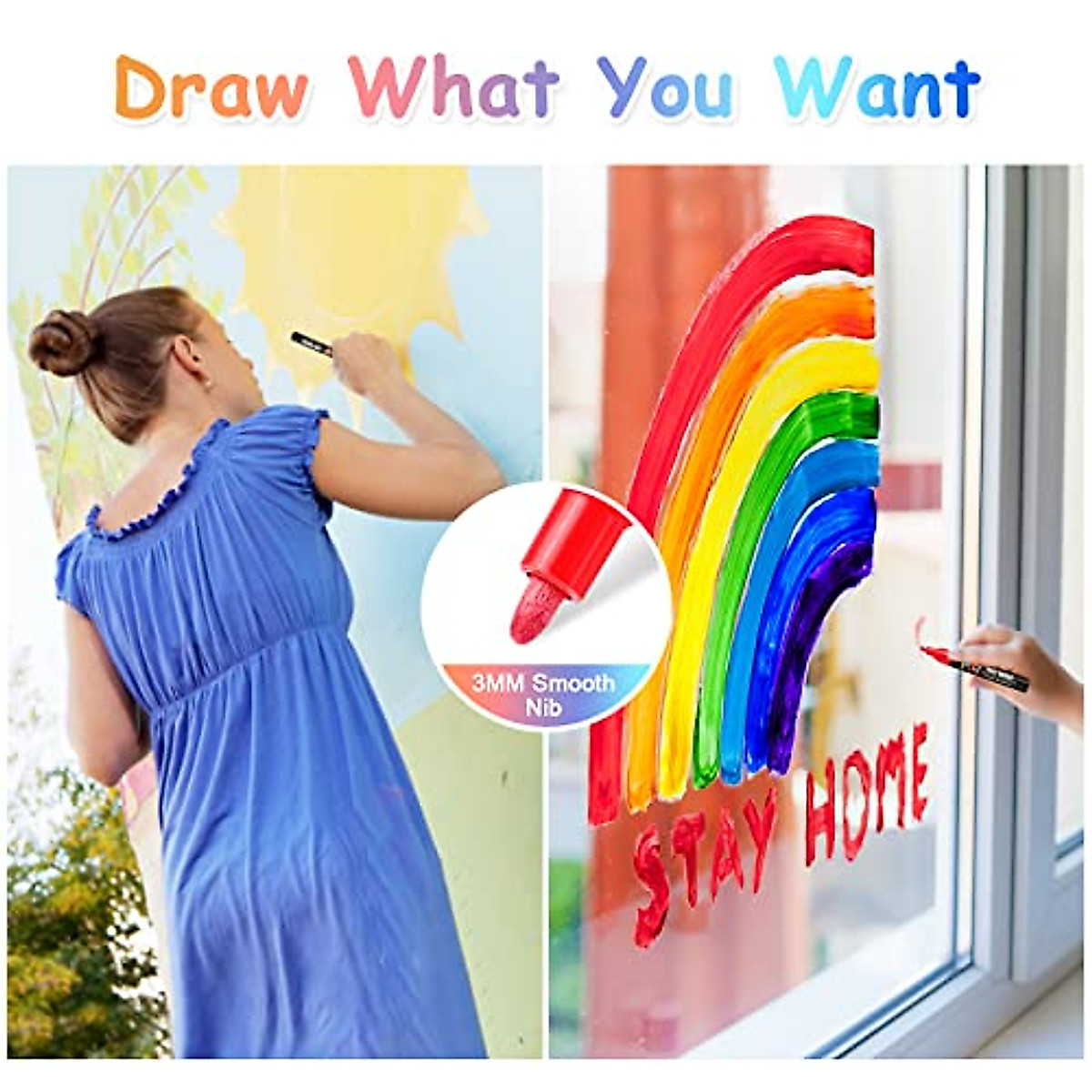 20 Colors Acrylic Paint Marker Set Acrylic Paint Pens, Quick Dry Paint Markers Set for Metal Rock Painting Canvas Wood Glass Plastic Fabric DIY Art Craft Painting Supplies