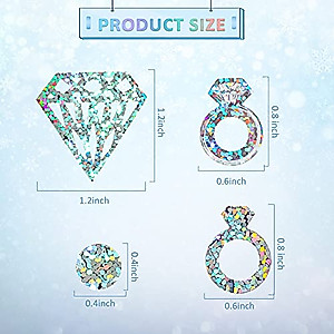 2.1 Oz/ 60 g Holographic Wedding Ring Confetti Glitter Diamond Confetti Wedding Party Table Confetti Engagement Ring Confetti Decor for Bridal Shower Engagement Wedding Valentines Day Cake Table Decor