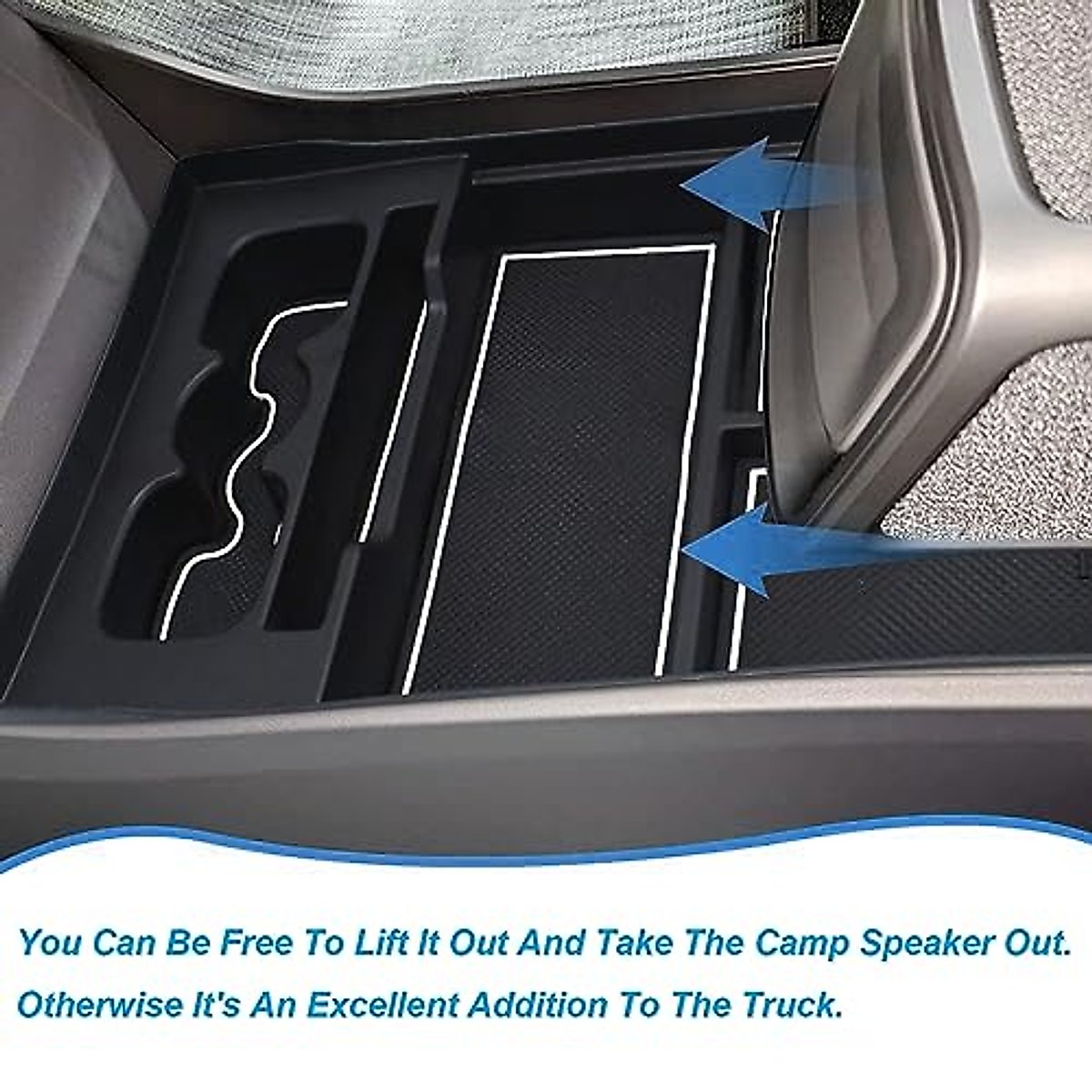 Lower Center Console Organizer for Rivian R1T & Rivian R1S Floor Storage Insert Box with White PVC Trim Rivian Organizer Tray with Cup Holder Compatible with Rivian R1T R1S 2022 2023
