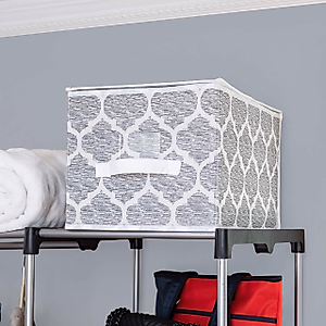 Home Basics Arabesque Non-woven Closet Storage (1, Large) | Label Window for Organizing | Store in Closet or Shelf | Collapsible When Not in Use