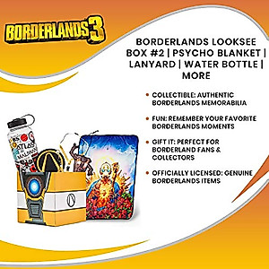 Just Funky Official Borderlands LookSee Collector Mystery Gift Box - Includes Psycho Blanket, Lanyard, Water Bottle, and More - Exclusive Fan Toy Collectibles Set | Licensed Merchandise