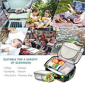 Eionryn Video Game Lunch Bags Green Marble Texture Lunch Box Insulated Cooler Bag Reusable Tote Shoulder Bag for Outdoor Picnic Meal Office