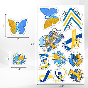 50 Pack Pcs Down Syndrome Awareness Ribbon Stickers for Water Bottles Waterproof Vinyl Laptop Luggage Inspirational Sticker Packs Adults Teens Girls Boys Aesthetic Small Decals