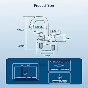 Cinwiny Matte Black 4 inch centerset Bathroom Sink Faucet Two Handle Vanity Lavatory Faucet Swivel Spout 360 Degree Deck Mounted Mixer Tap Water Supply Hoses