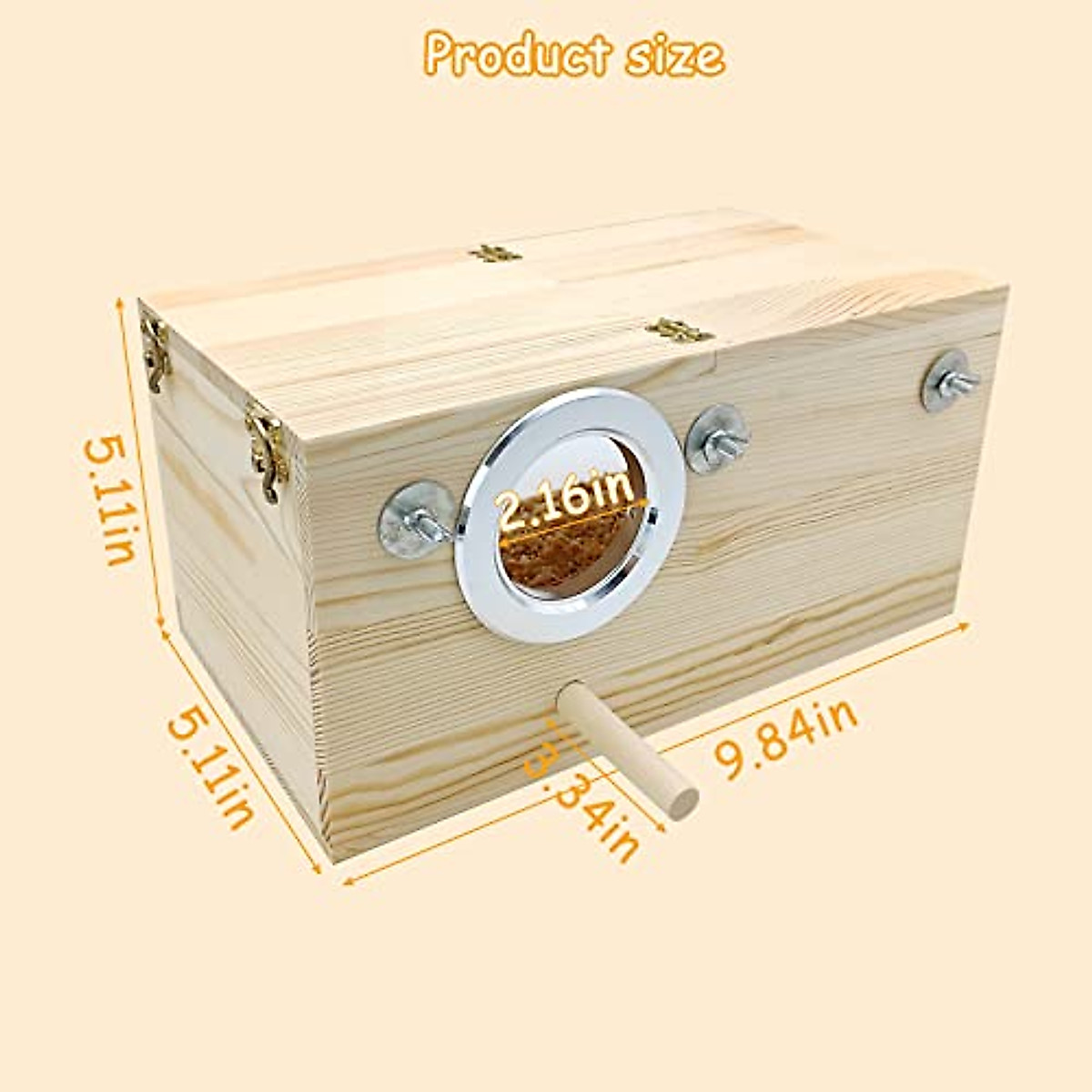 PINVNBY Natural Wood Parakeet Nesting Box Budgie Breeding Box Acrylic Bird Nest for Cage Transparent Panoramic for Parrots, Cockatiels, Lovebirds, Canaries and Other Small Birds