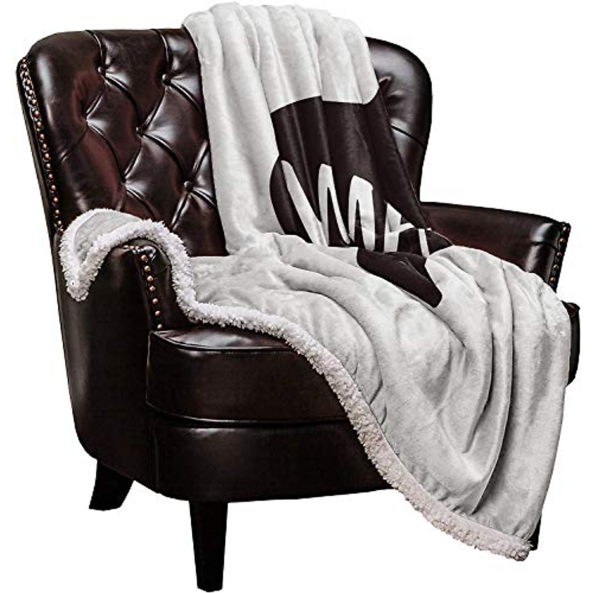 Warm Sherpa Fleece Throw Blanket, Happy Mother's Day Mama Bear Image - Cozy Plush Lightweight Blanket | Winter Couch Bed Sofa Decorative Microfiber Fleece Throws, 39" x 49"