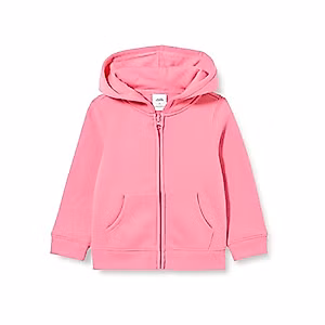 Amazon Essentials Girls' Fleece Zip-Up Hoodie Sweatshirt, Bright Pink, Medium
