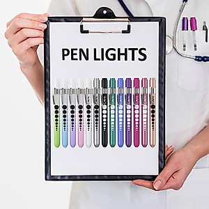 CAVN Pen Light with Pupil Gauge LED Penlight for Nurses Doctors, 2 Pcs Reusable Medical Penlight for Nursing Students (Purple/Pink)