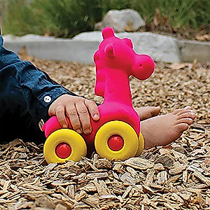 Rubbabu Pink Giraffe Aniwheels Baby Toy 7 Inch - 12 Months & up