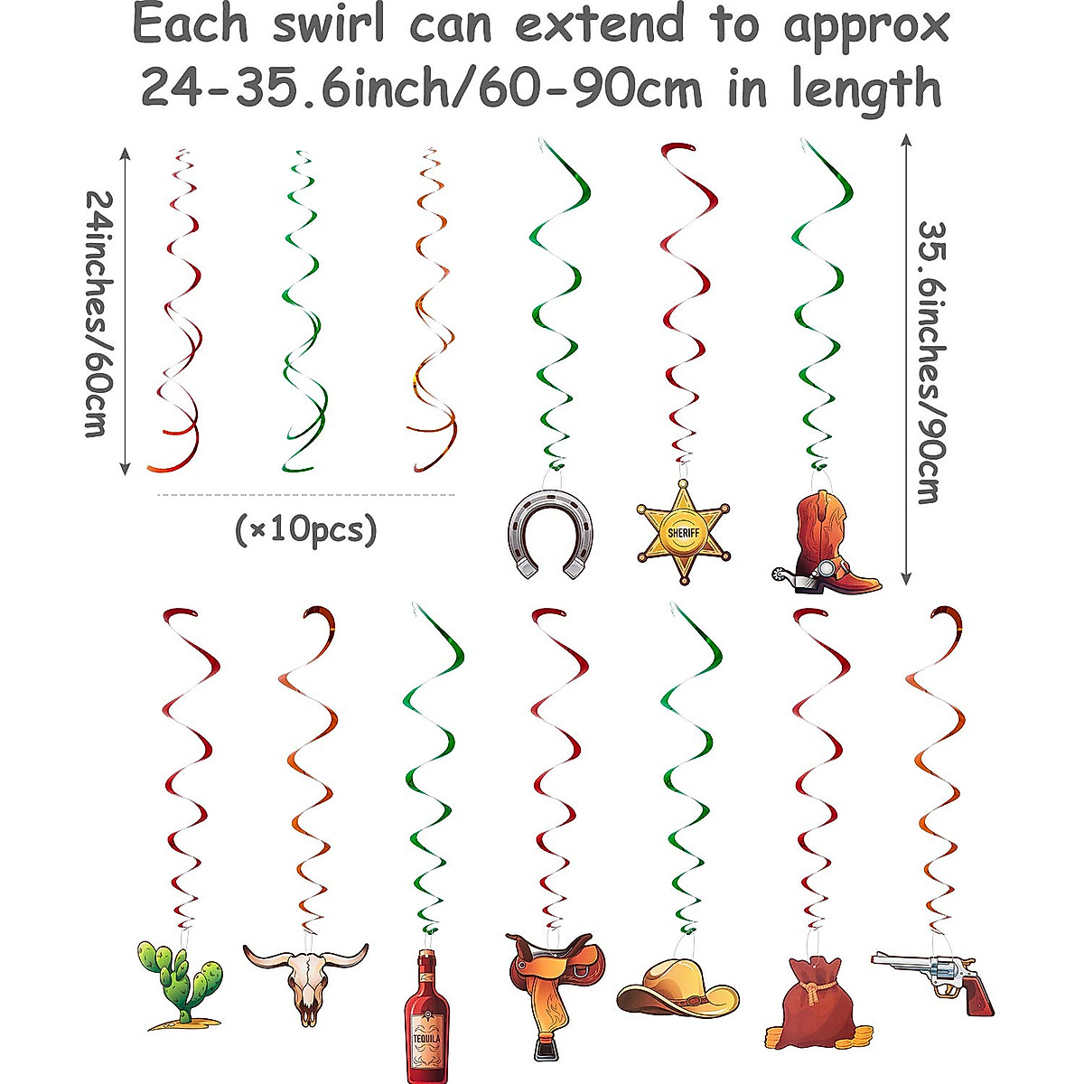 Western Cowboy Party Decoration Kit - Cowboy Yee Haw Garland Banner, Hanging Swirls Foil Swirls for Cowboy Theme Party Birthday Party Baby Shower Ceiling Decorations