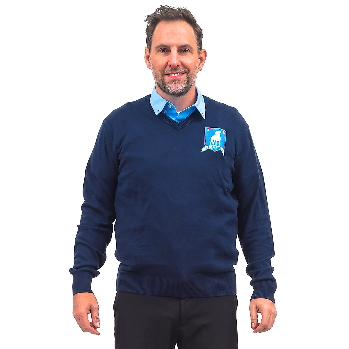 Ripple Junction Ted Lasso Coach AFC Richmond Sweater Costume Long-Sleeve Sweatshirts for Cosplay & Halloween Blue