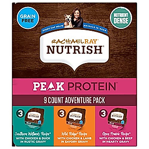 Rachael Ray Nutrish PEAK Natural Wet Dog Food, Adventure Pack Variety, High Protein ,3.5 Ounce Tub 9 count (Pack of 2)