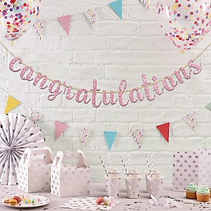 Dalaber Congratulations Banner,Congratulations Banner for Anniversary/Graduation,2024 Congratulations Graduation Party Decorations for College Graduation Party Decorations Supplies-Pink