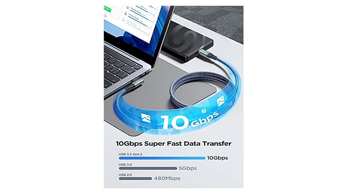 AINOPE USB C to USB C Cable 100W - Fast Charging & 4K Video