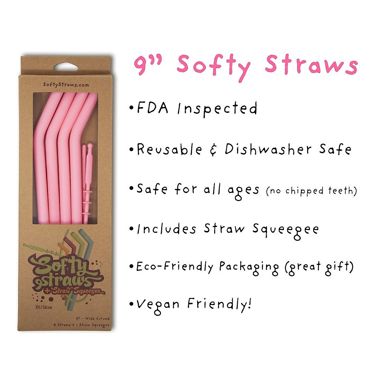 Reusable Silicone Drinking Straws - Big Size with Curved Bend for Tumblers Made from BPA Free No-Rubber Silicon - Flexible, Collapsible, Chewy, Bendy, Safe for Kids/Toddlers