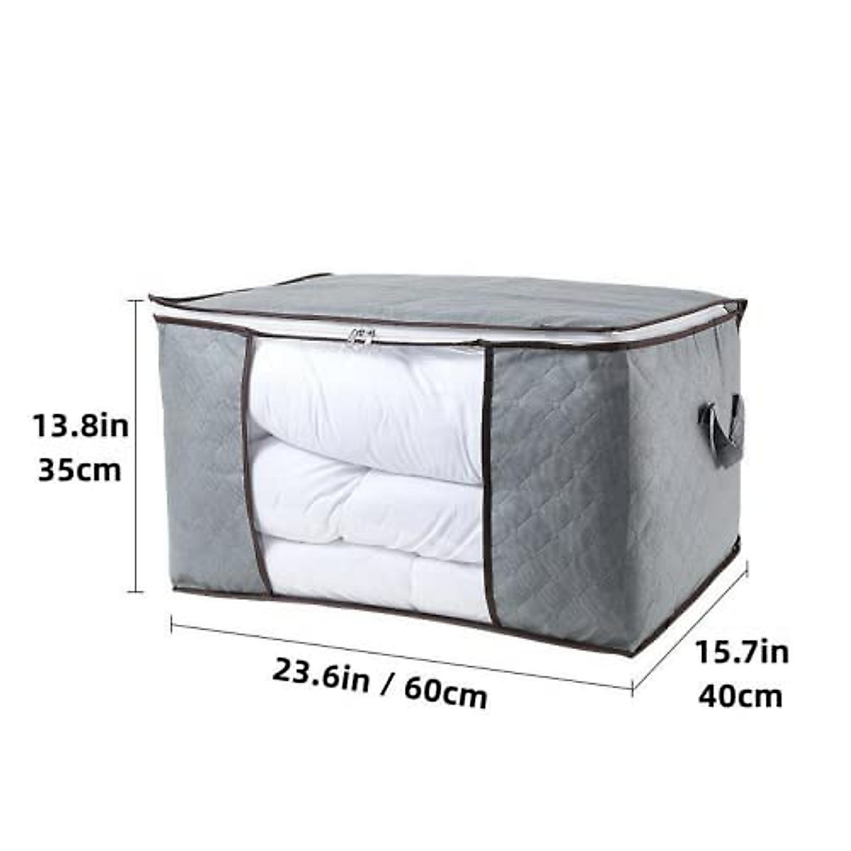 80L Foldable Storage Bins Clothes Comforters Blankets Quilts Duvets Pillows Bedding Storage Containers with Handles (Gray,2)