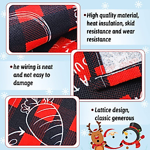 Dear Santa Placemat Buffalo Plaid Placemat Christmas Place Mat Decorations Santa Cookie Plate Xmas Eve Treat Board Wooden Tray Plate Santa Message Christmas Plate Mat for Kids (Black and Red Plaids)