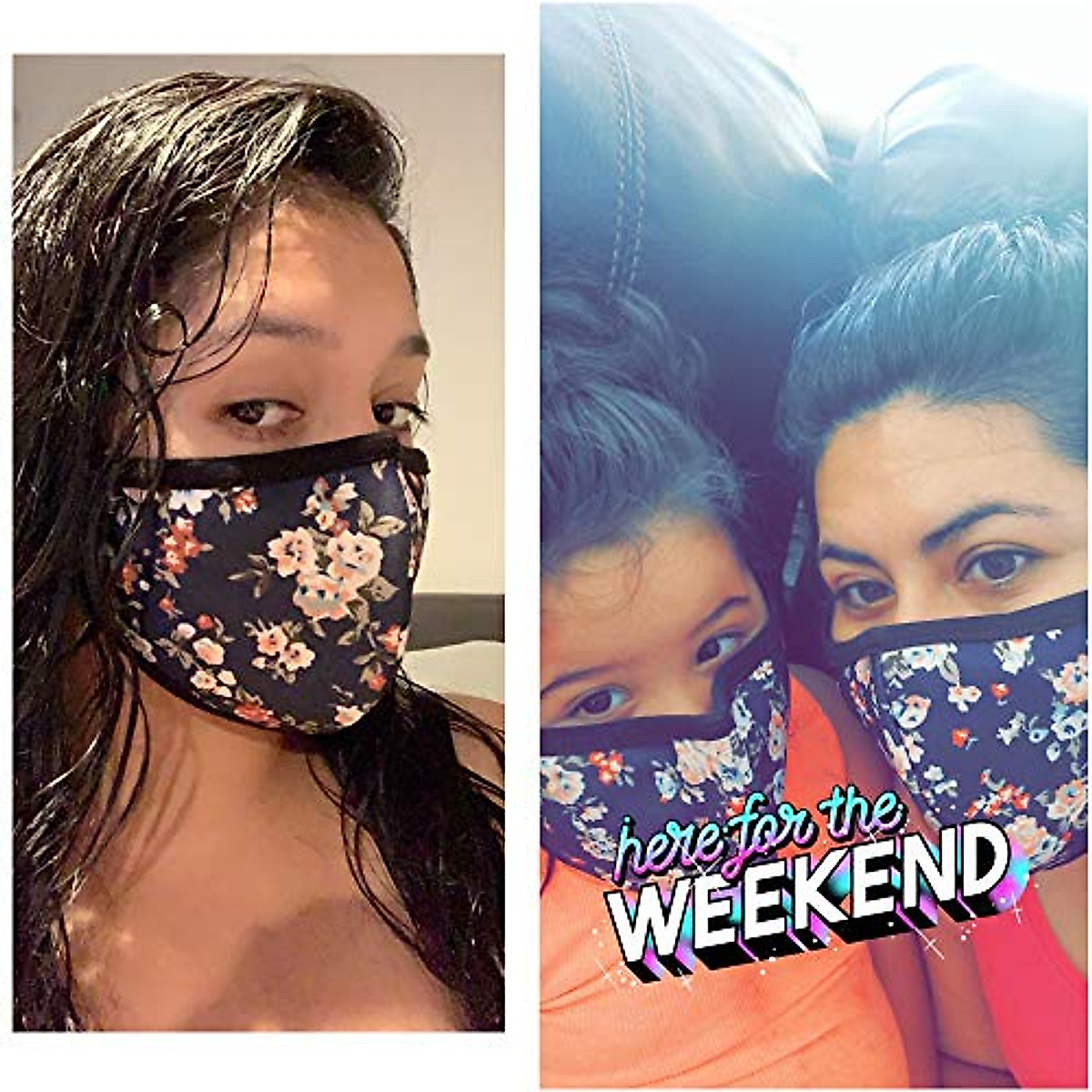 BeatBasic Unisex Washable and Reusable Cotton Warm Face Protection for Outdoor Flower Print Pack 2