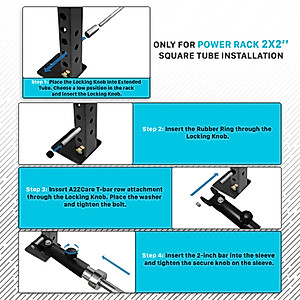 A2ZCARE Power Rack T-Bar Row Landmine Base - Fitness Rack Mounted Landmine Attachment - Fit 2-inch Olympic Bars - Compatible with 2x2 inch Power Rack