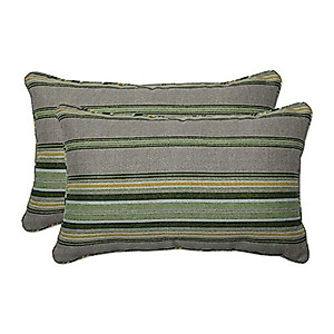 Pillow Perfect Outdoor | Indoor Terrace Sunrise Rectangular Throw Pillow (Set of 2), 11.5 X 18.5 X 5, Green