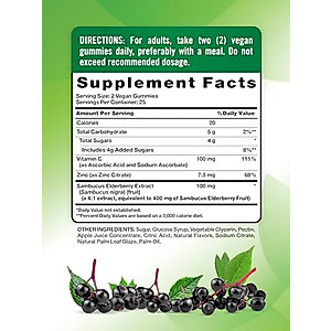Nature's Truth Black Elderberry Gummies | 50 Vegan Gummies | with Vitamin C and Zinc | Berry Flavor | Vegan, Non-GMO, and Gluten Free Supplement