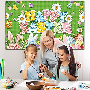Large 71" X 43" Happy Easter Banner, Colorful Happy Easter Backdrop, Easter Party Backdrop for Easter Decorations, Easter Party Decorations Banner for Spring Easter Birthday tineit