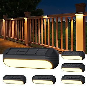 WdtPro Solar Deck Lights, 6 Pack Solar Fence Lights Outdoor Waterproof Warm White/Color Changing Solar Step Lights for Garden, Stairs, Wall, Deck, Fence, Pool, Front Door