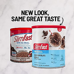 SlimFast Meal Replacement Powder, Original Rich Chocolate Royale, Shake Mix, 10g of Protein, 34 Servings