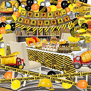235 Pack Construction Birthday Party Supplies Dump Truck Construction Birthday Decorations Construction Party Plates Construction Birthday Tablecloth Cups Napkins Construction Foil Balloons Serves 20