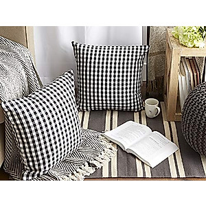 DII Gingham Check Collection Pillow Cover Set, Black, 20x20