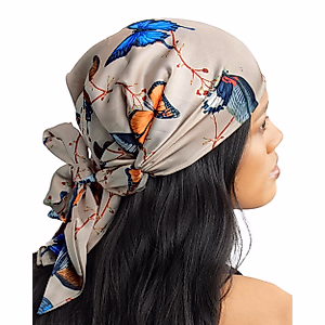 Kitsch Elastic Hair Bandanas for Women - Stylish Satin Hair Scarf Headband | Versatile Hair Accessories | Holiday Gift for Trendy Hair Styling - Retro Butterfly