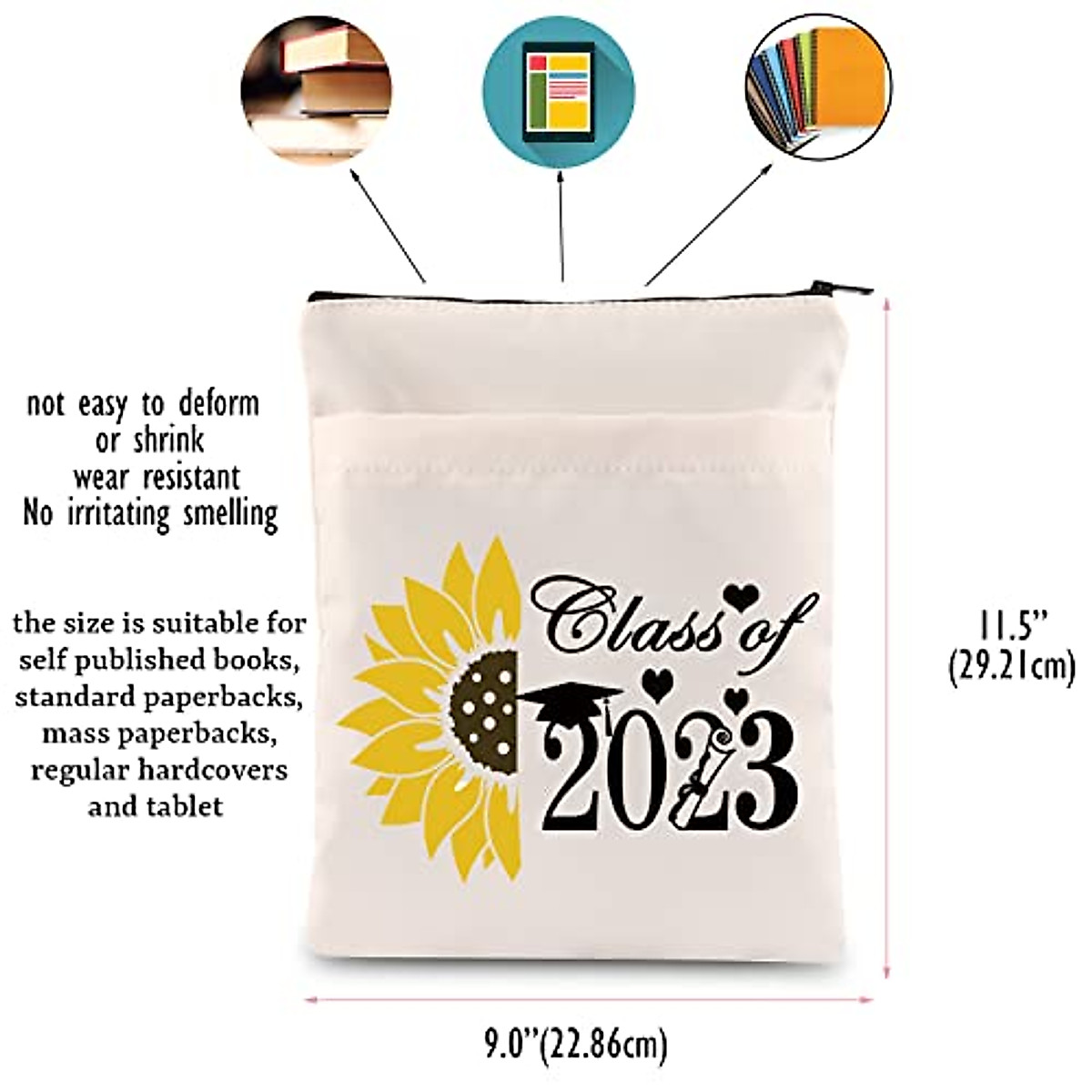 Graduation Book Sleeve 2023 High School Gift Class of 2023 Book Protector Graduation Gift for Her Him Graduate Book Cover