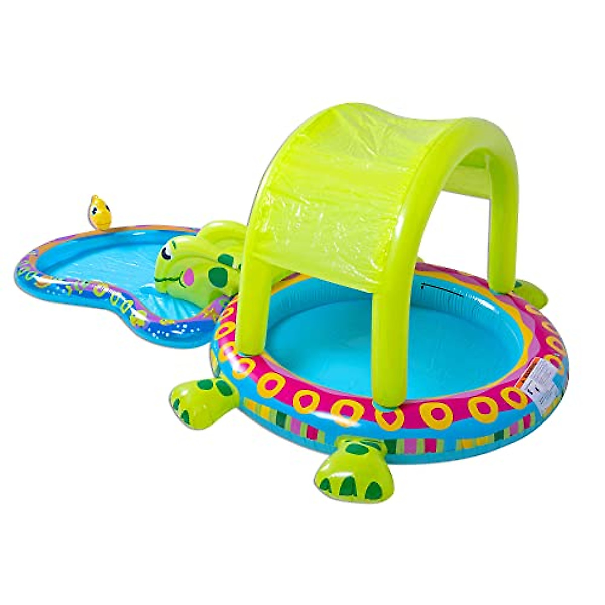 Banzai BAN-85319 Shade 'N Slide Turtle Heavy Duty Outdoor Toy Inflatable Kiddie Splash Pool Set with Sprinkler for Children and Kid Backyard Water Fun