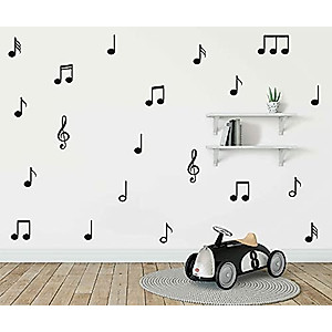 Baby Nursery Wall Decals Music Note Pattern Sticker for Kid's Bedroom Music Lover Decorate Wall Art Decal Baby Girl Boys Room Decor BK007 (Black)