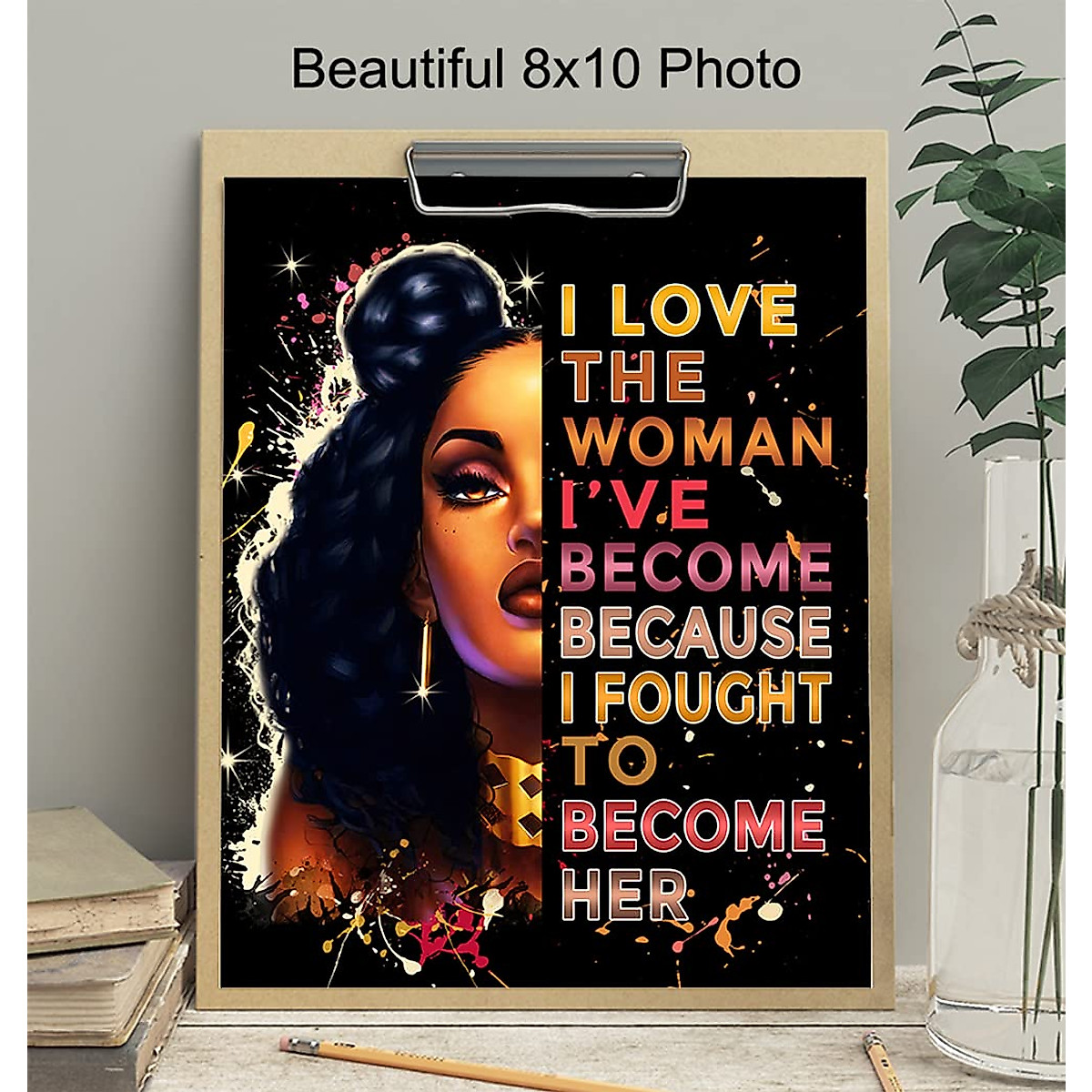 African American Wall Art Motivational Poster 8x10 - Black Art - Wall Art Black Women - Positive Inspirational Quotes Decor - Encouragement Gifts for African American Women - Afrocentric Wall Art