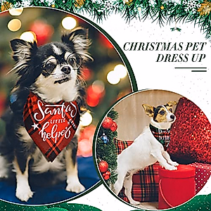 8 Pcs Christmas Dog Bandanas Christmas Classic Buffalo Plaid Pets Scarf Snowflakes Outfit Triangle Dog Drool Bib Dog Costume Accessory for Small Medium Large Dogs Cats Pets (Small)