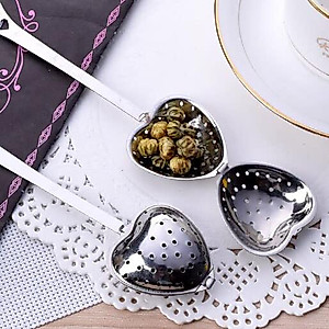 MIAO JIN 12Pcs Stainless Steel Tea Infuser Mesh Heart Shaped Tea Strainer Spoon Sugar Flour Sifters Filters Tea Interval Diffuser for Loose Leaf, Spices, Seasonings