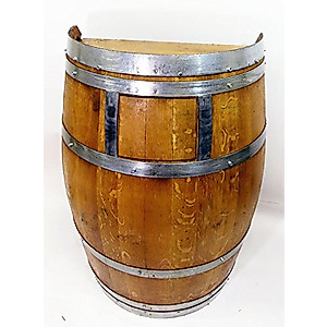 Wine Barrel Waste Receptacle, Lacquer Finished, 26" W x 14" D x 35" W