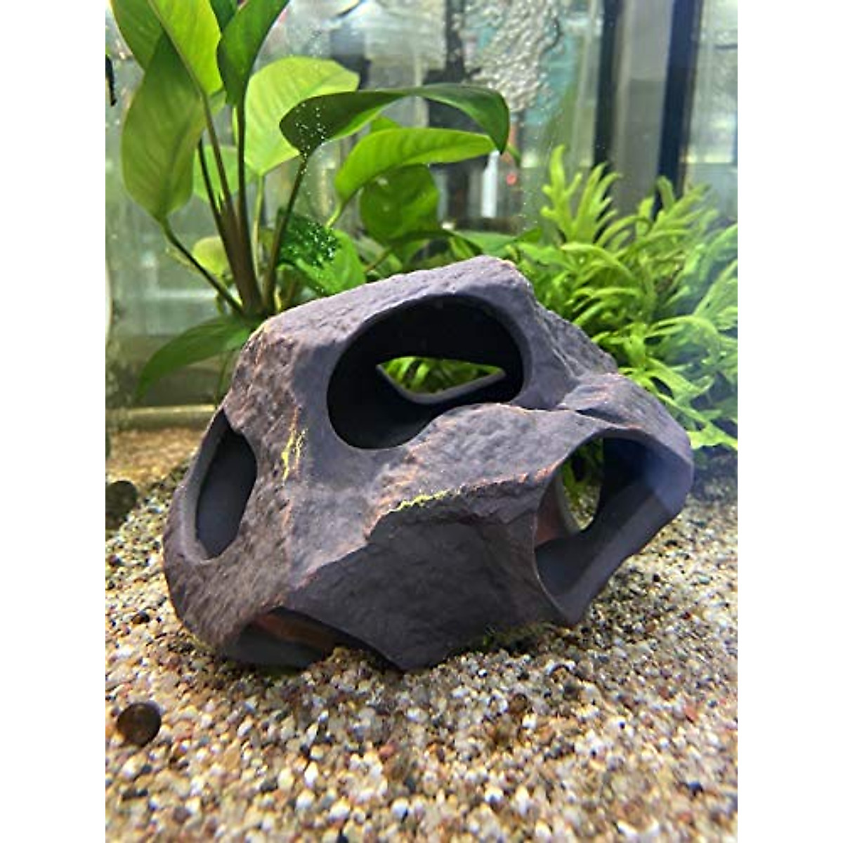 Plecoceramics Ceramic Magma Boulder Stone Decoration - Aquarium Fish Tank Hideway Decor - for Cichlids Plecos Bettas