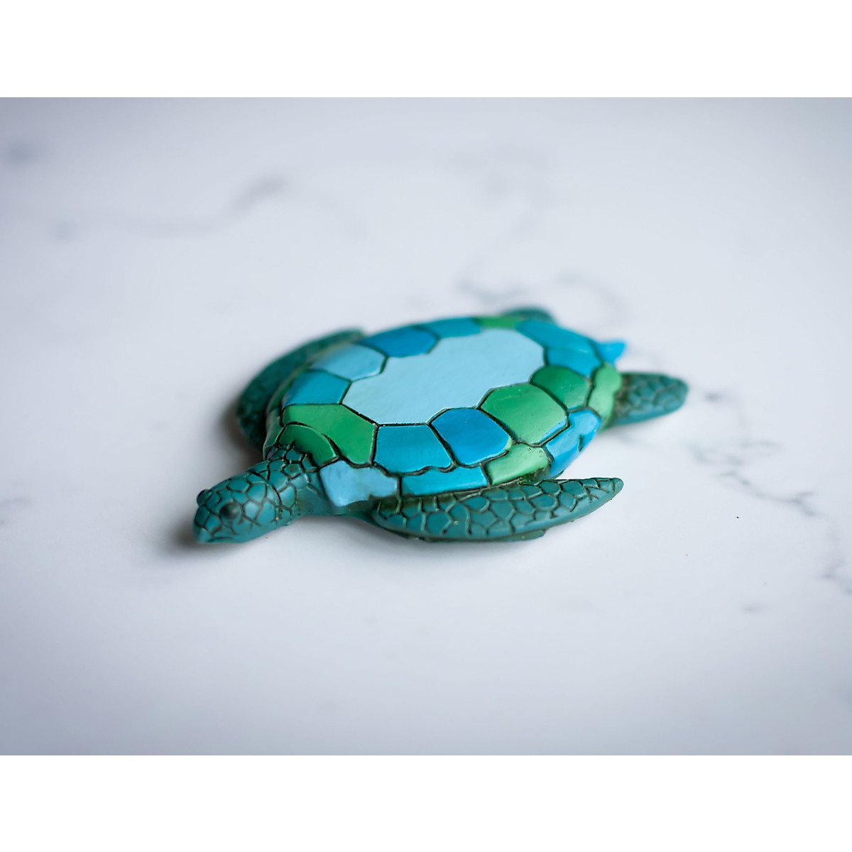 Cozumel Mexico Souvenir Hand Painted Resin Refrigerator Magnet Sunset and Green Turtle Design 3-Inch Approximately