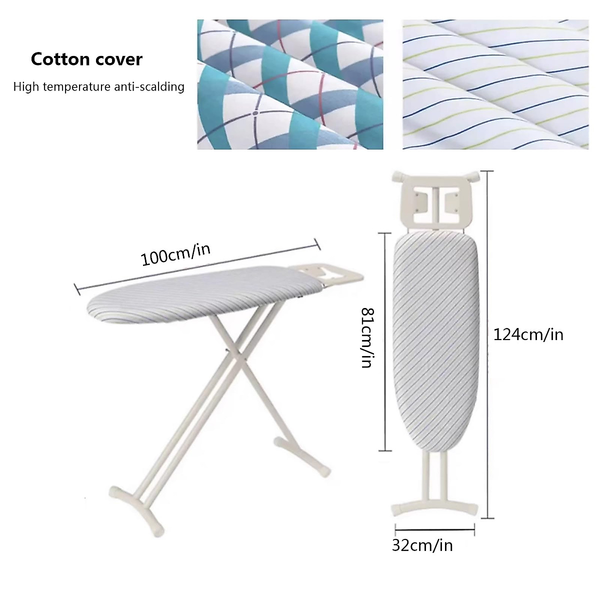 Large Non-Slip Foldable Ironing Stand, Compact Ironing Board with Iron Rest, Adjustable Height Home Ironing Board, Extra Wide Countertop Ironing Board