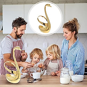 Kichvoe 1 Set Swan Base Spoon Holder Spoon and Fork Set Stand Organizer Fork Storage Rack Dinner Table Coffee Tableware Holder for Kitchen Decorative Wedding Parties