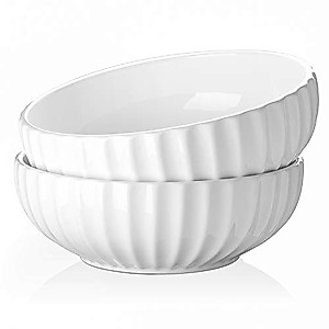 DOWAN 9.75" Large Serving Bowls - 86 oz Ceramic Salad Bowl for Kitchen, Party, Dinner, Banquet - Fruit Nut Bowls for Entertaining - Set of 2
