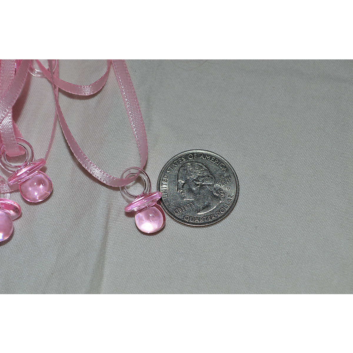 24 Pcs 3/4" Mini Light Pink Plastic Pacifier Necklaces "Don't Say Baby!" for Baby Shower Party Game/ Favors