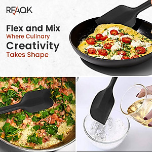 RFAQK Silicone Spatula Set 500°F(Heat Resistant -Dishwasher Safe- Stainless steel core - Non Stick -BPA Free Rubber Cooking Utensils - Hanging Holes)