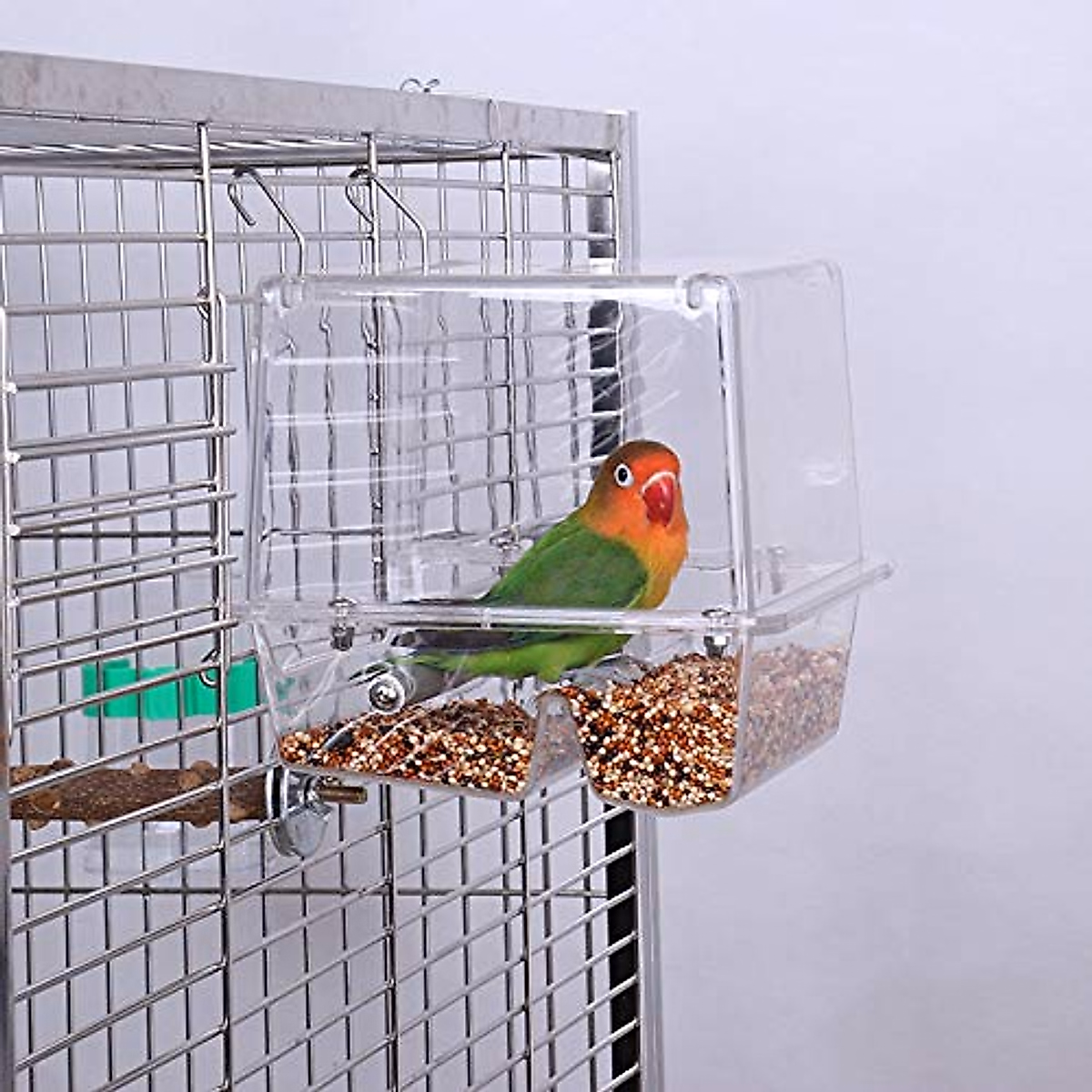 XXBZCV Bird Feeding Parrot Automatic Feeding Hanging Acrylic Bird cage Parrot (Size : Medium)