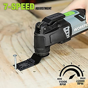 WORKPRO Oscillating Multi-Tool Kit, 3.0 Amp Corded Quick-Lock Replaceable Oscillating Saw with 7 Variable Speed, 3° Oscillation Angle, 17pcs Saw Accessories, and Carrying Bag
